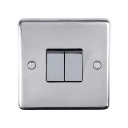 Eurolite 2 Gang Switch in Polished Stainless Steel